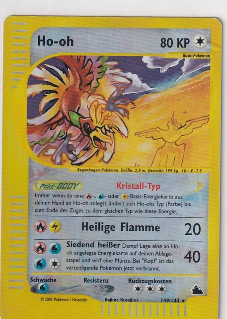 POKEMON MAPPA FIGURINE Skyridge No. 149/144 Ho-Oh Reverse Holo Tedesco ...