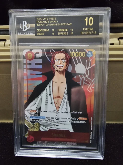 SHANKS SCR ALT ART OP01-120 2022 One Piece TCG Romance Dawn BGS 10 BLACK LABEL $1,600.00 ...
