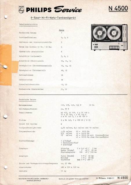 SERVICE MANUEL D'INSTRUCTIONS pour Philips N 4500 EUR 10,60 - PicClick FR