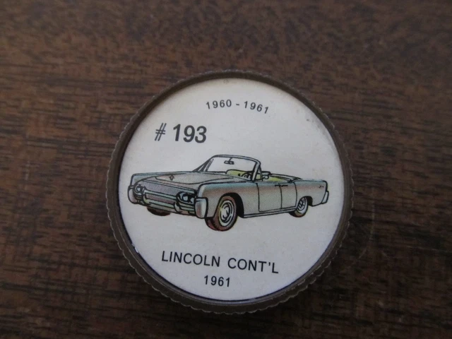 VINTAGE JELLO PICTURE Wheel Coin Auto #193 Lincoln Continental 1961 $5. ...