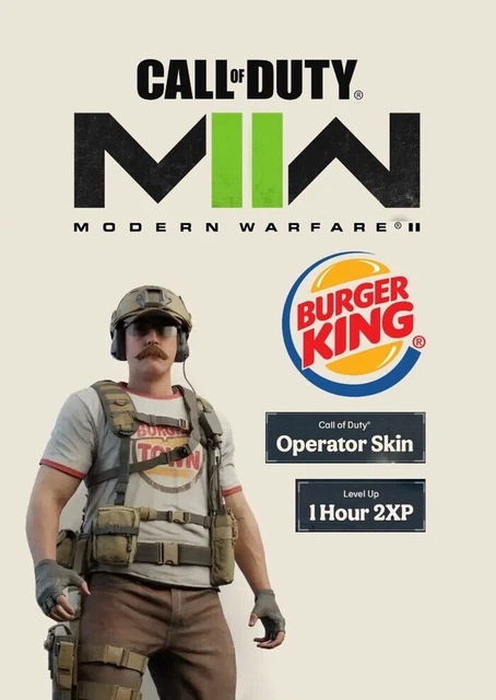 COD MODERN WARFARE 2 And MW3 Burger King Town Skin + 1 Hour 2XP GLOBAL ...