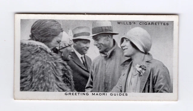 WILLS CIG CARD Royalty 1937 #26 King & Queen meeting Maori Guides New ...