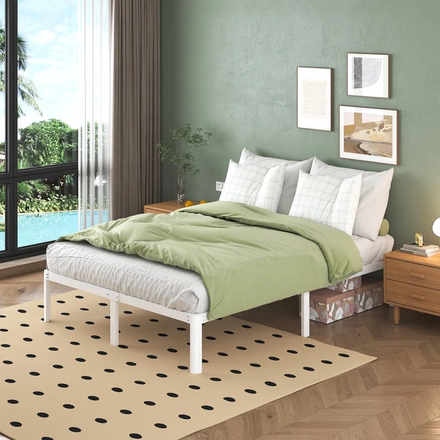 LUTOWN-TEEN 150X190 METAL Bed Frame White with Rounded 150 x 190 cm, £ ...