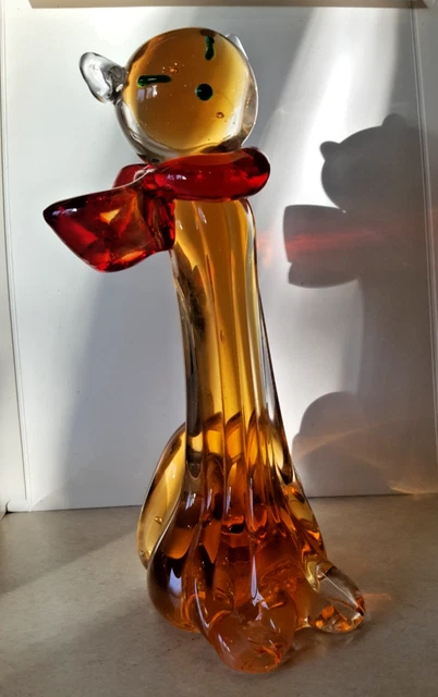 RARE LARGE VINTAGE 1950's Murano Sommerso Glass Cat from the Seguso ...