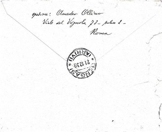 1939 POSTA AEREA - Raccomandata Da Roma Per Bengasi Via Ala Littoria ... 1939 POSTA AEREA - Raccomandata Da Roma Per Bengasi Via Ala Littoria ...