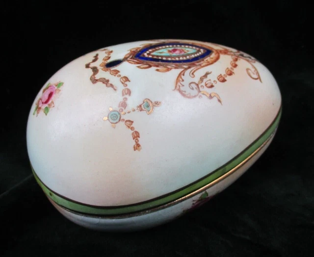 ANTIQUE CROWN DEVON Fielding Egg Shaped Trinket Box Blush Ivory $37.59 ...