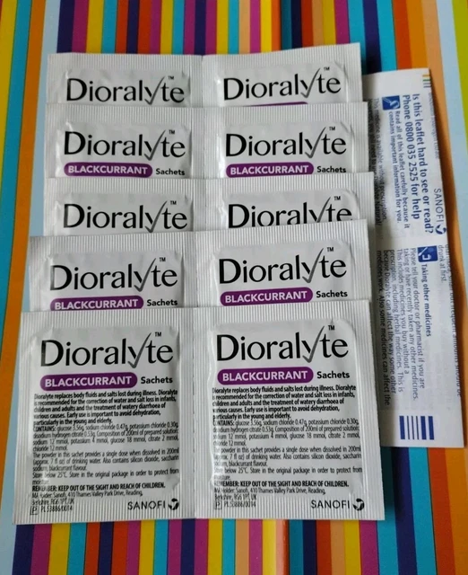 10 DIORALYTE SACHETS Oral Electrolyte Powders, Blackcurrant - Exp: 09/ ...