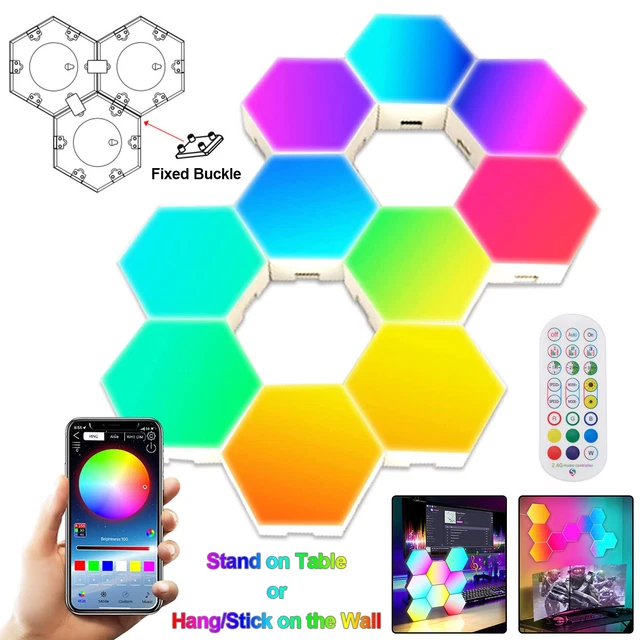 LED HONEYCOMB WALL Lights Panel USB RGB Remote Control Hexagon Modular ...