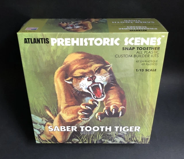 ATLANTIS PREHISTORIC SCENES “Saber Tooth Tiger” Model Kit Ex-Aurora Ltd ...