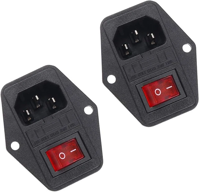 INLET MODULE PLUG 5A Fuse Switch Male Power Socket 10A 250V 3 Pin ...