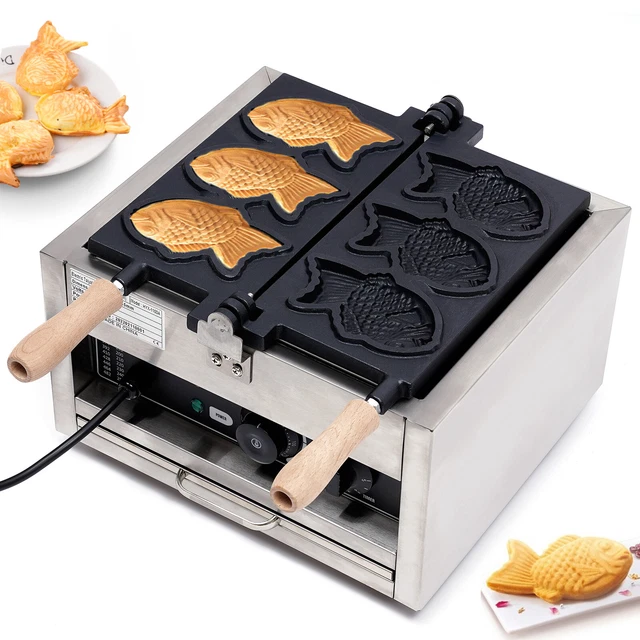 DIY COOKING TAIYAKI Maker 3 Well Electric Taiyaki Baker Waffle Machine ...