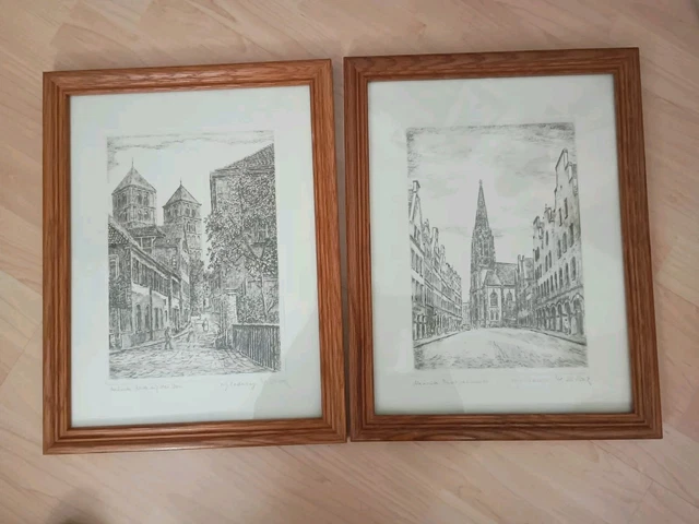 ORIGINAL RADIERUNGEN Marian Block - Münster Prinzipalmark und Dom Top ...