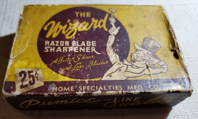 VINTAGE WIZARD SAFETY Razor Blade Sharpening Stone, Stropper W ...