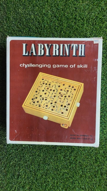 VTG 80S LABYRINTH Wooden Steel Ball Marble Tilting Maze Puzzle Game ...