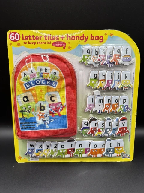 ALPHABLOCKS 60 LETTER Tiles & Handy Bag Cbeebies Early Years Phonics ...