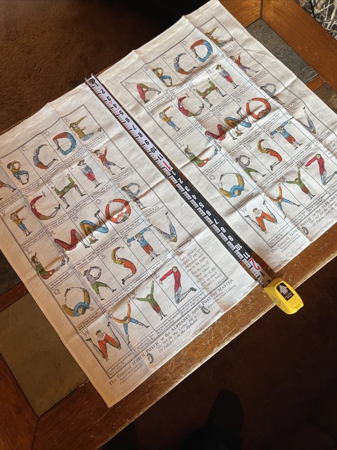 Lot Of 2 Comical Hotch Potch Alphabet Posture Master Linen Towel Wall