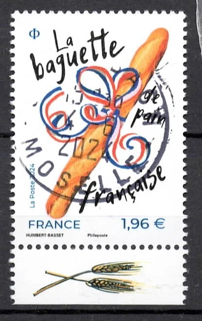 FRANCE 2024 - Timbre - Baguette de pain française oblitéré cachet rond ...