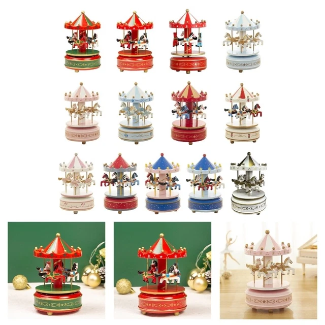 FESTIVES ROTATING CAROUSELS Music Box Hand Cranked Holiday Display ...