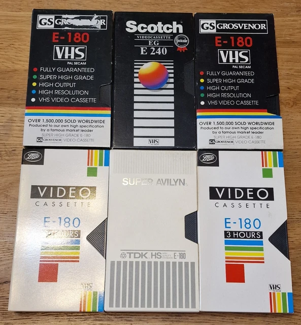 6 USED VHS Video Cassette Tapes Re-Recordable E180 Mixed Brands £5.00 ...