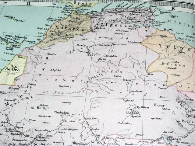 1908 ANTIQUE POLITICAL Map Of Africa British French German Colonies £25 ...
