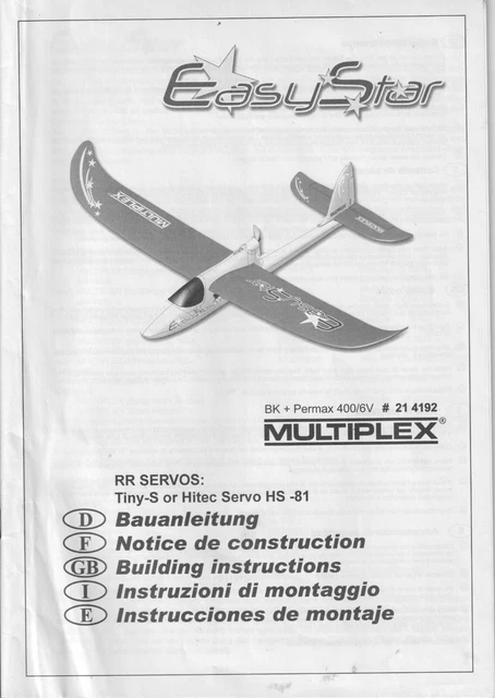 MULTIPLEX &EASYSTAR& BAUANLEITUNG EUR 1,00 - PicClick DE