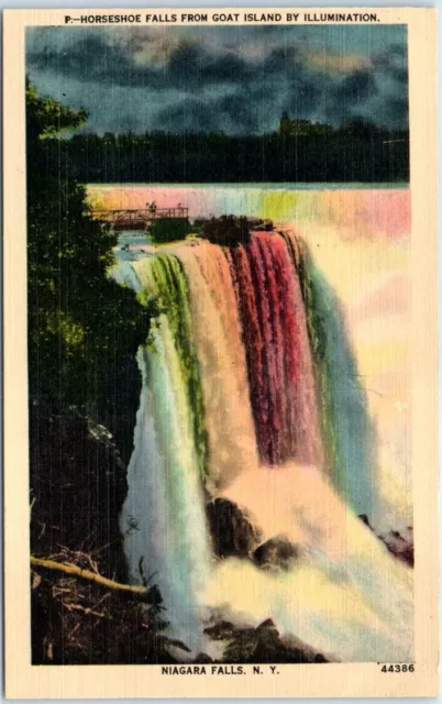 HORSESHOE FALLS FROM Goat Island By Illumination - Niagara Falls, New ... HORSESHOE FALLS FROM Goat Island By Illumination - Niagara Falls, New ...