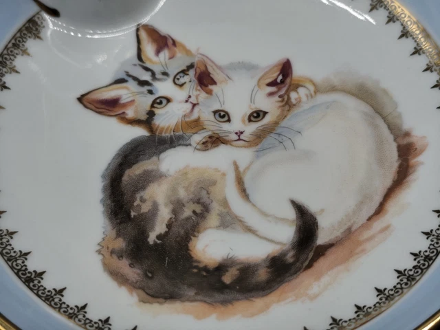 VINTAGE LIMOGES BABY Warming Plate Cat Motif Porcelain France 1960s EUR ...