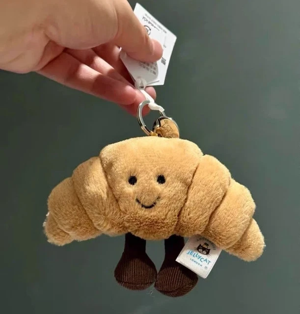 JELLYCAT CROISSANT KEY chain bag charm soft plush doll Tag+ Dust Bag £ ...