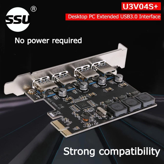 SSU U3V04S+ 4 Port USB 3.0 PCIe Expansion Card PCI Express USB Hub ...