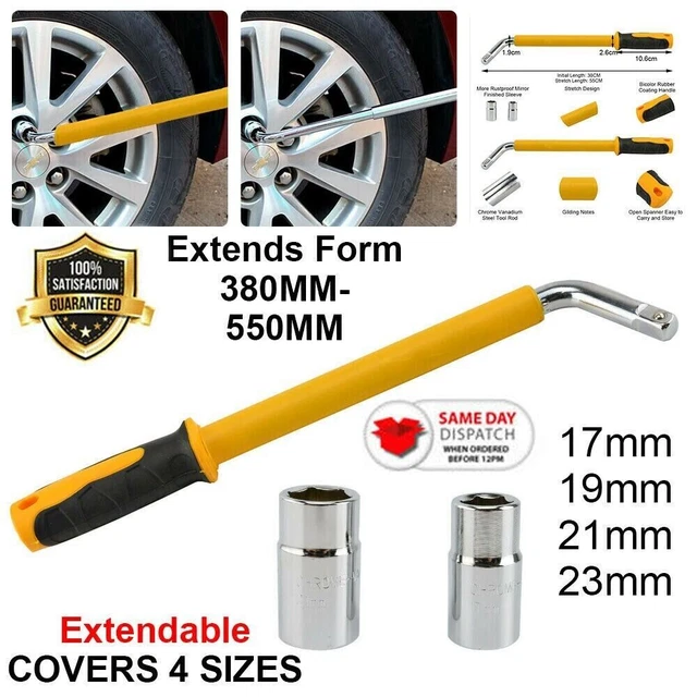 HEAVY DUTY TELESCOPIC Wheel Brace Socket Nut Tyre Wrench Car Van 17 19 ...