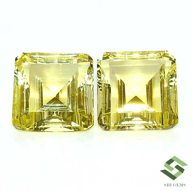 12X12 MM NATUREL Citron Quartz Octogone Concave Coupe Paire or Vert ...
