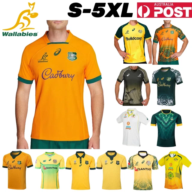 AUSTRALIAN WALLABIES RUGBY Union Jersey Cricket Sport Short Sleeve ...