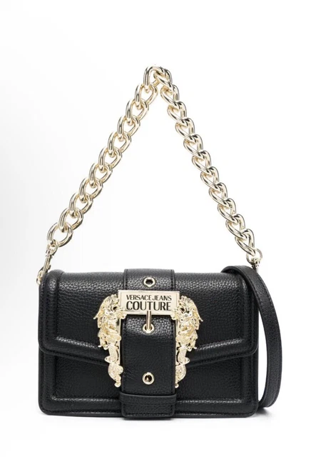 NEW VERSACE JEANS Couture Baroque-Buckle Chain-Link Shoulder Bag Width ...