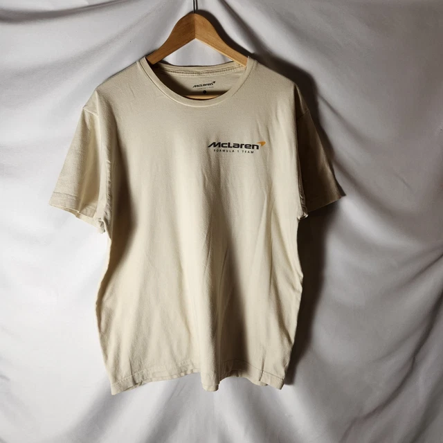VINTAGE/Y2K MCLAREN FORMULA 1 Team Race Car F1 T-Shirt Cream/Beige Size ...
