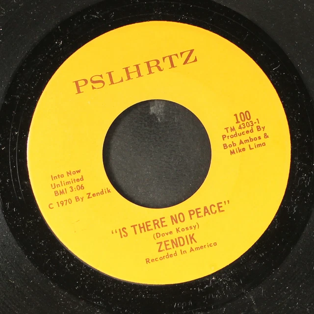 ZENDIK: IS THERE no peace / aesop Pslhrtz 7" Single 45 RPM £248.12 ...