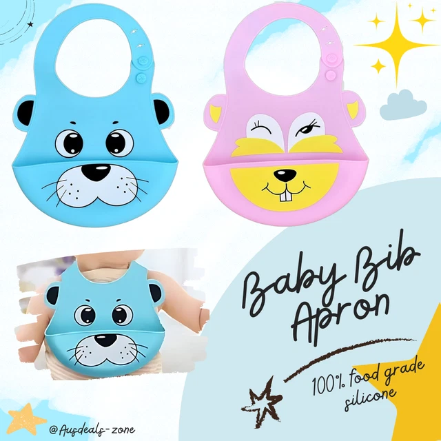 BABY FEEDING BIB Apron Smock Silicon Waterproof Easy Clean 0-6 Toddler ...