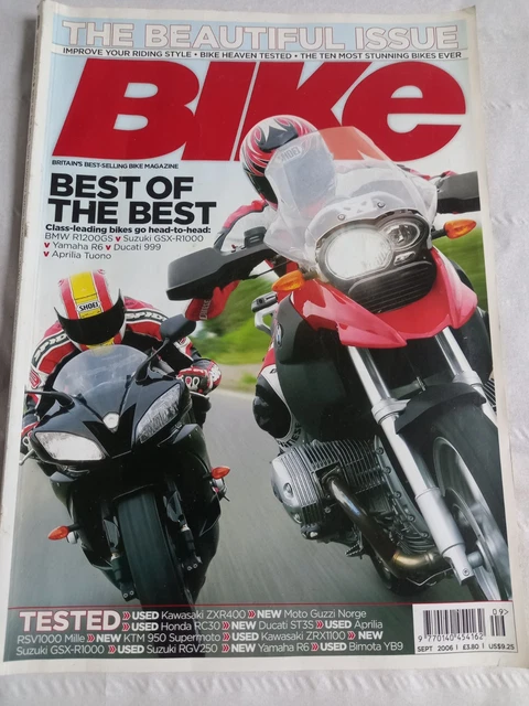 BIKE MAGAZINE SEPTEMBER 2006 BMW R1200GS Suzuki GSXR1000 Aprilia Tuono £2.77 - PicClick UK