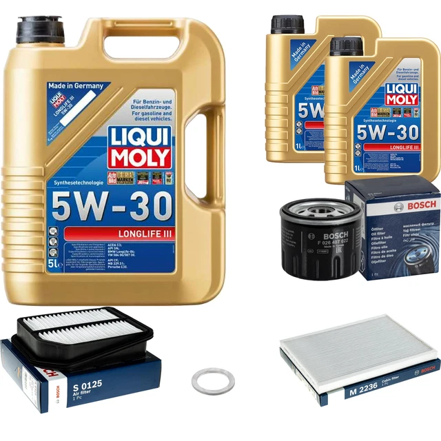BOSCH INSPECTION SET 7 L Huile Additif Liqui Moly Longlife 3 5W-30 pour Suzuki EUR 148,45 ...