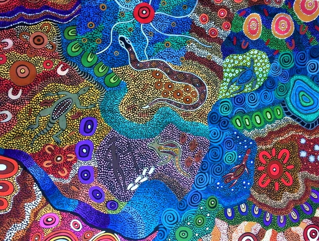 NEW HAND PAINTED mural aboriginal art on canvas original signed by ...