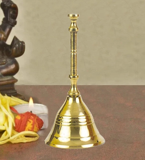 SMALL BRASS 4& Handheld Bell Hindu Puja Aarti Sawan Savan Navratri Home ...