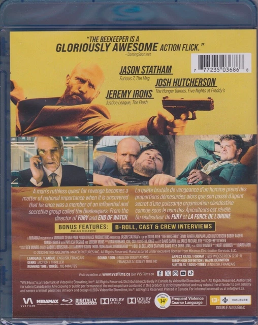 THE BEEKEEPER BLURAY SET with Jason Statham & Josh Hutcherson & Jeremy ...