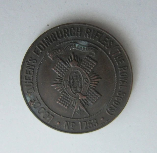 MASONIC TOKEN LODGE Queen's Edinburgh Rifles (the Royal Scots) No 1253 ...