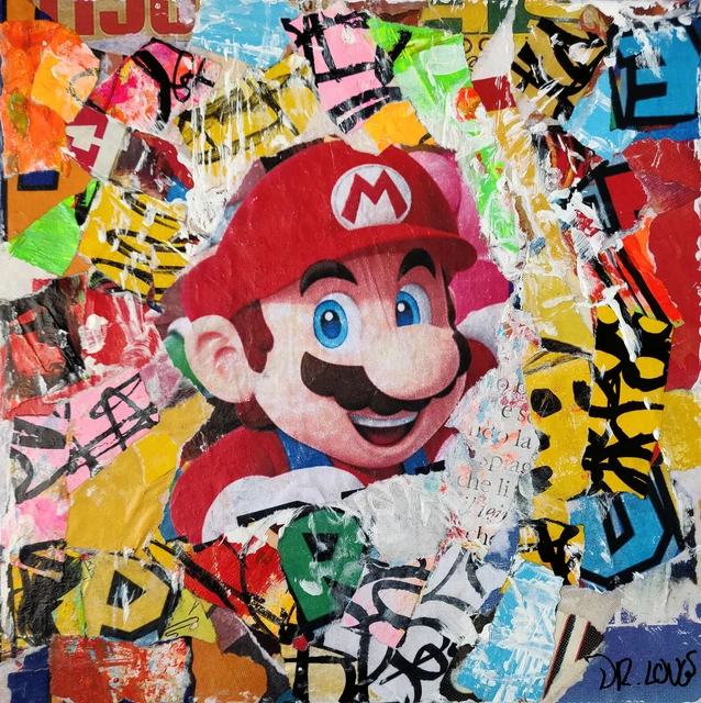 DR. LOVE SUPER Mario BROS STREET ART BANKSY Keith Haring QUADRO ...