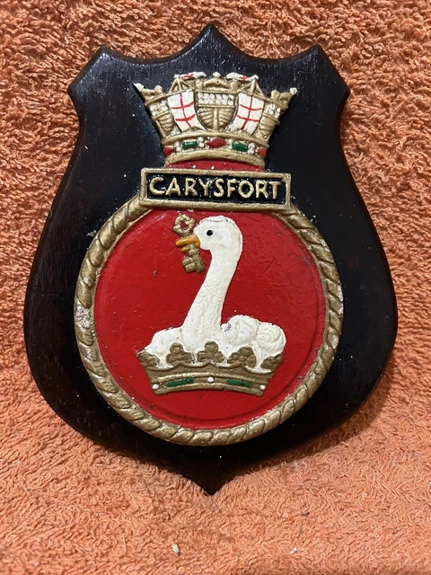 ROYAL NAVY MILITARY Wall Plaque "HMS Garysfort ” Hand Painted Plaster ...