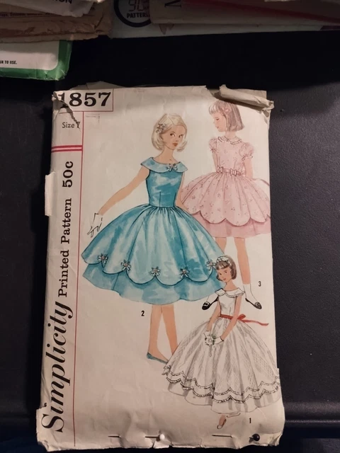 VTG 1950'S SIMPLICITY Girl's Sewing Pattern 1857 Size 7 Cut & Complete ...