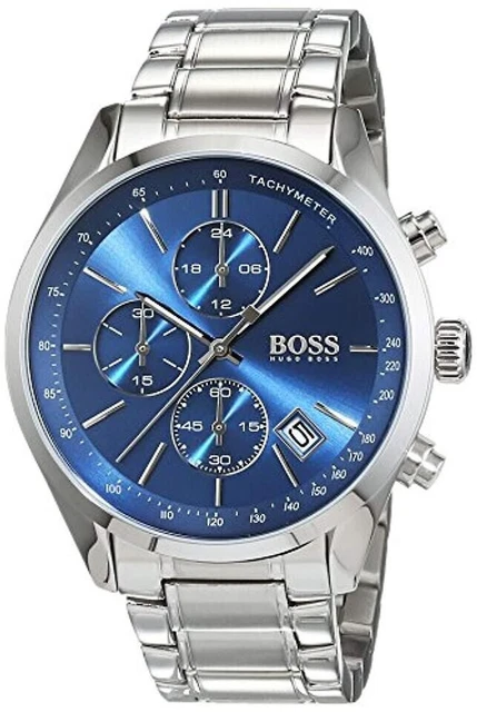 HUGO BOSS HB1513478 Chronograph Grand Prix Blue Dial Silver Bracelet ...