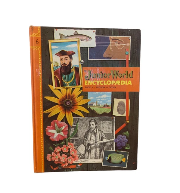 THE JUNIOR WORLD Encyclopedia No.6 Vintage 1960 Hardback Book Sampson ...