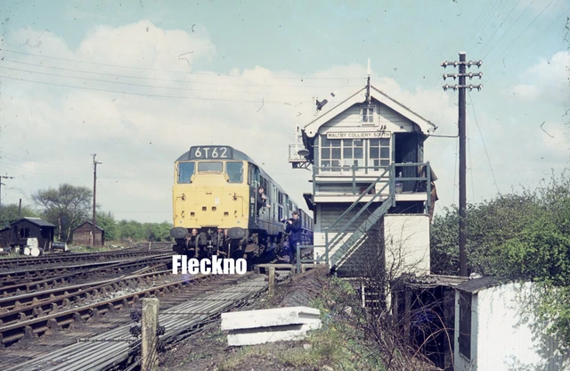 ORIGINAL DIESEL SLIDE of Maltby Colliery South signal box with 5813 on ...