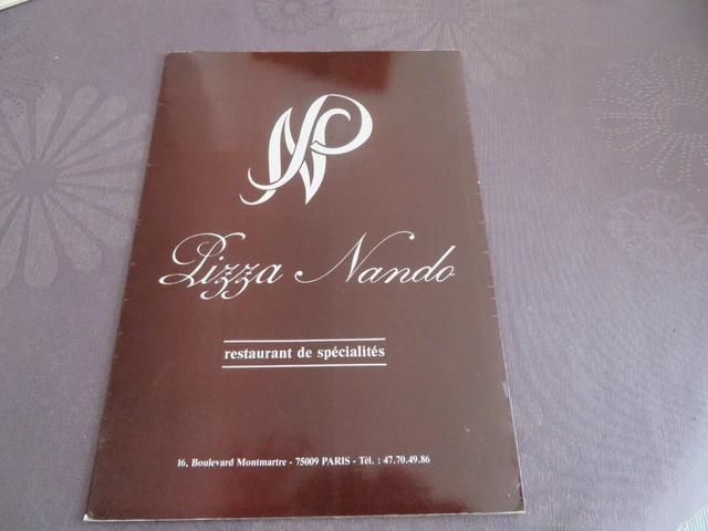 ANCIEN MENU §§ Restaurant PIZZA NANDO §§ PARIS voir photos EUR 8,00 ...