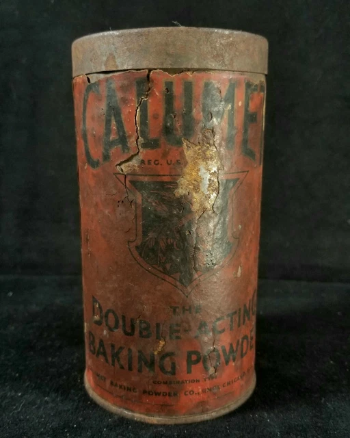 VINTAGE 1930S ONE Pound Calumet Baking Powder Tin Chicago IL 5 3/8 x3 ...